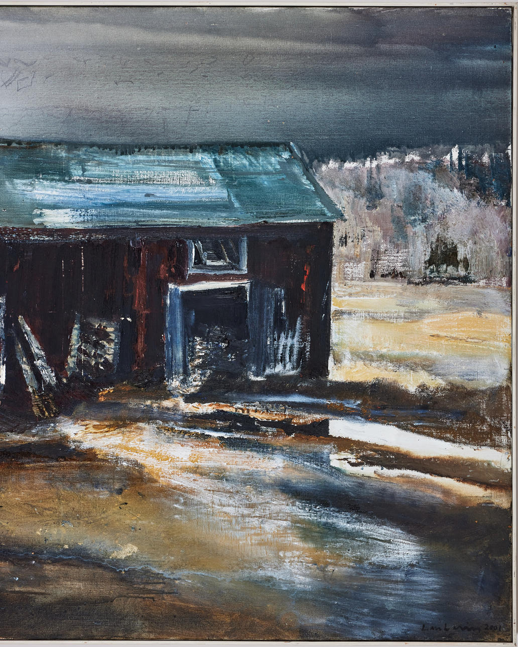 LARS LERIN. "Uthus vid Fensbol". Konst - Måleri - Auctionet