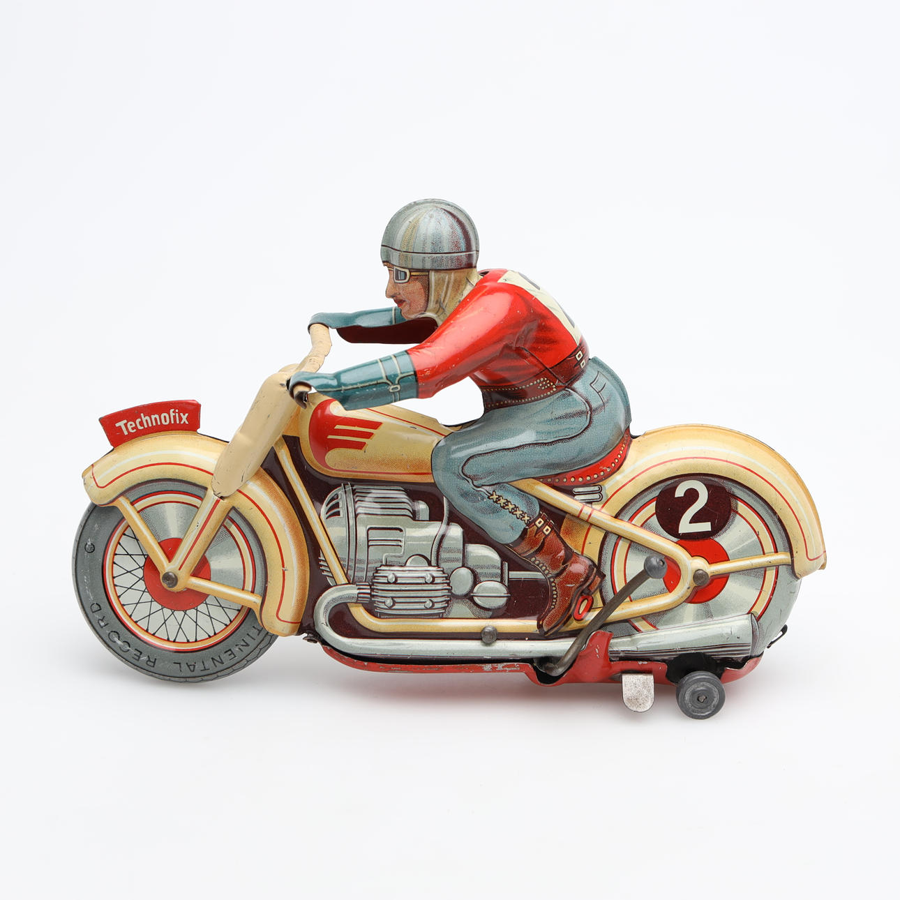 LEKSAKSMOTORCYKEL, plåt, "Trick Motorcykel, G.E. 255E", Technofix, U.S ...