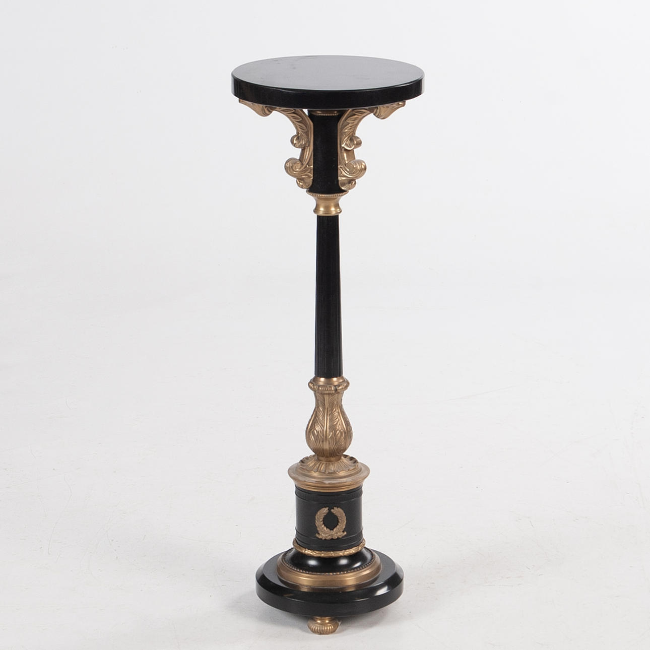 PIEDESTAL, empirstil, svart sten, metall med bronserade detaljer, 1900 ...