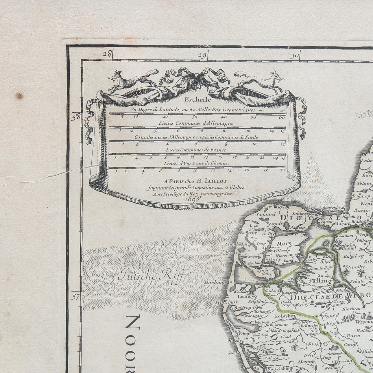 MAP OF DENMARK, HUBERT JAILLOT, CIRCA 1700, COPPERSTICK. Books, Maps ...