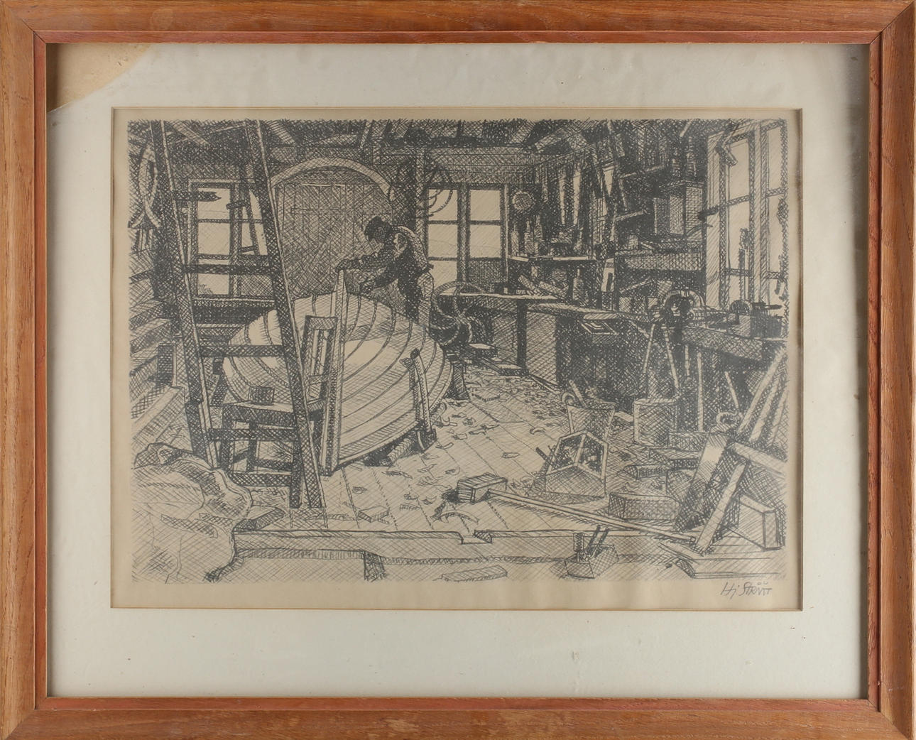 HJALMAR STRÅÅT. Merivajassa, etsaus/litografia, signeerattu. Taide ...