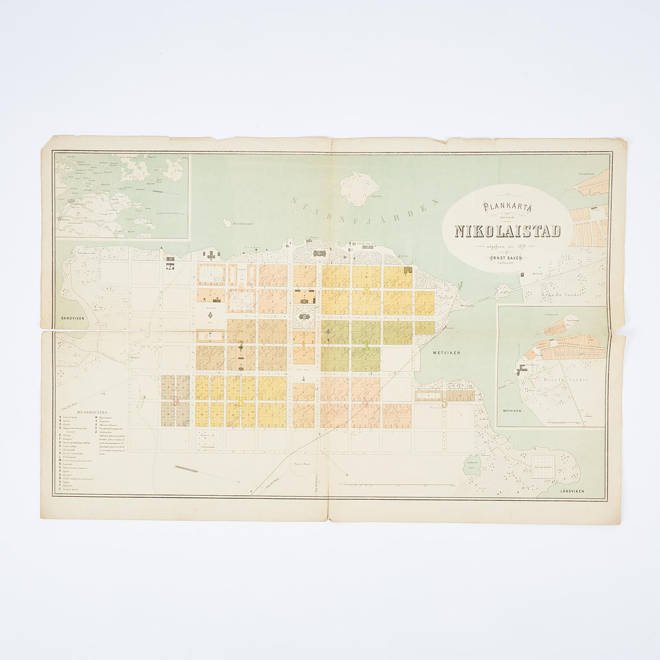 TWO MAPS. Plankarta öfver Nikolaistad (Wasa) and map of Warsaw, late ...