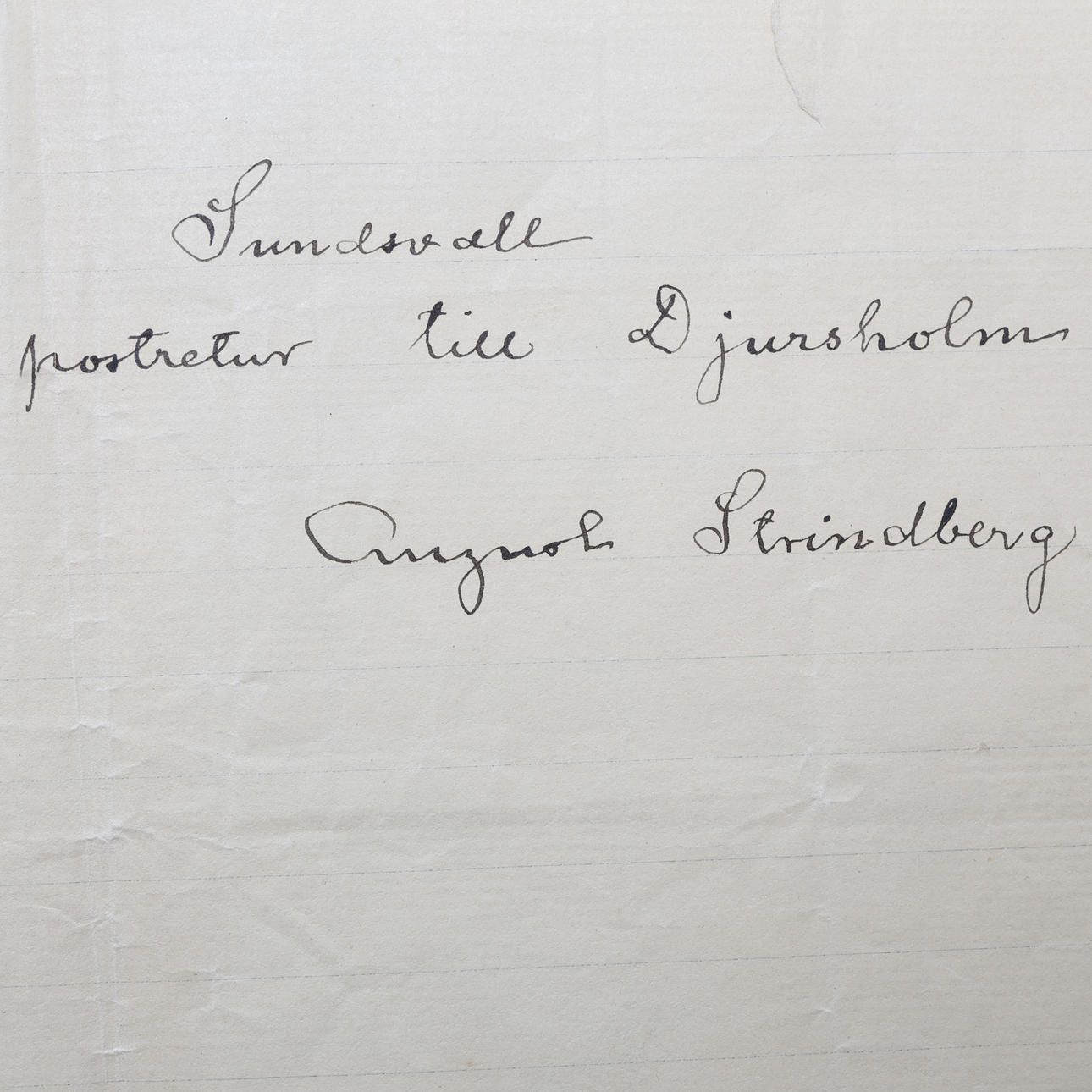 HANDWRITING/AUGUST STRINDBERG. SELF-WRITTEN NOTE BY AUGUST STRINDBERG ...