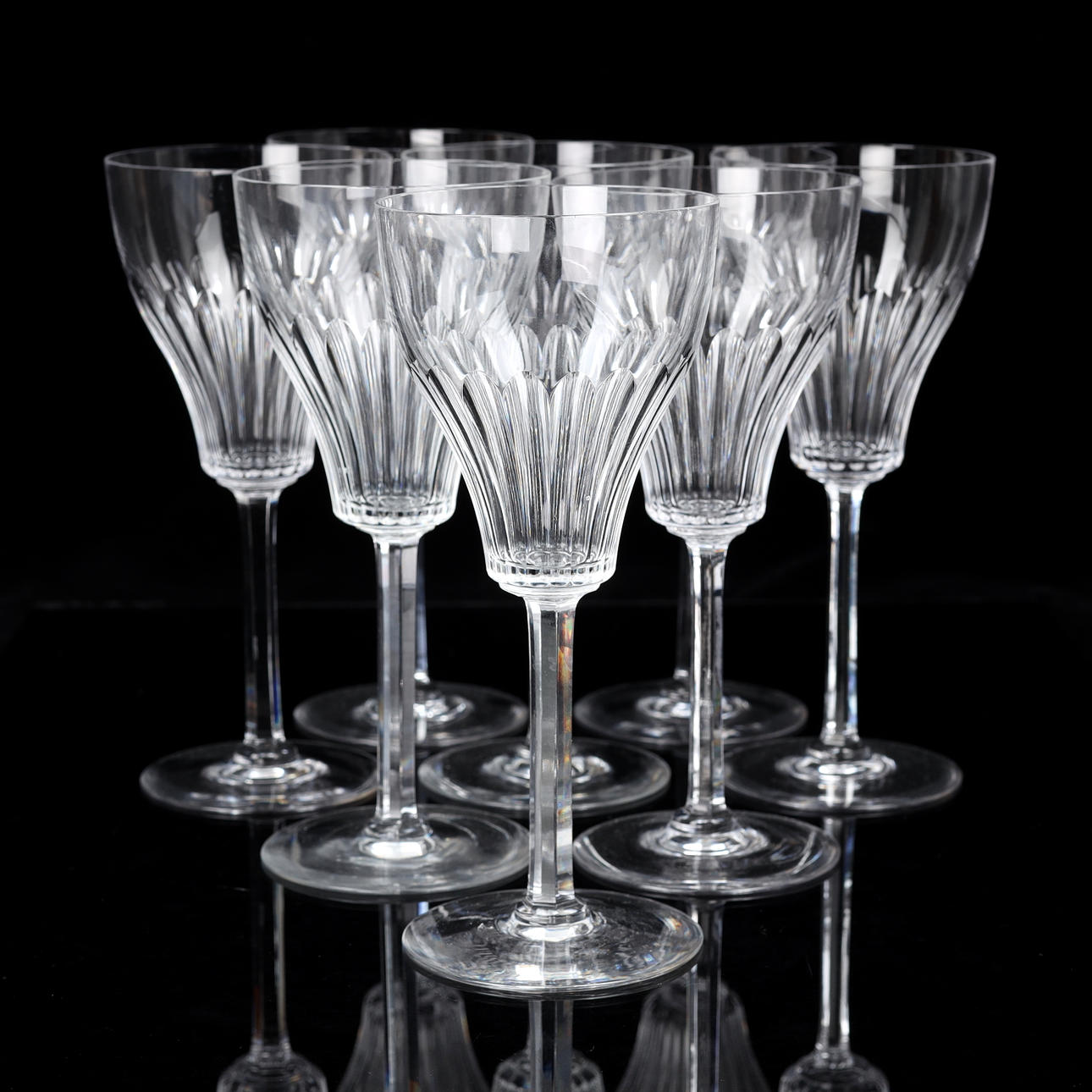 SIMON GATE. Vinglas, 8 st, "Frida Oliva", Orrefors, 1930-tal. Glas ...