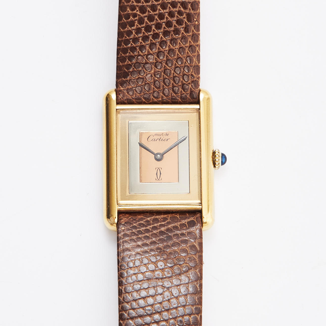 CARTIER, armbandsur, Must de Cartier, Tank, förgyllt sterlingsilver, ca ...