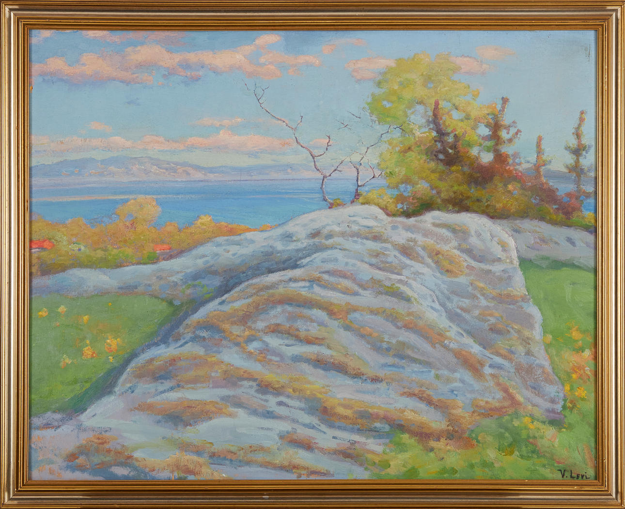 VASILI LEVI (1878-1954), Skärgårdslandskap, signerad V. Levi, olja på pannå. Konst - Måleri ...