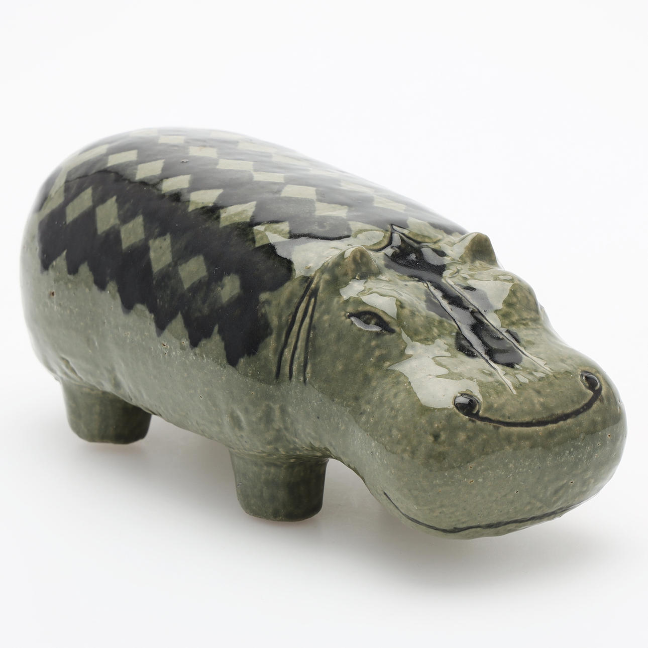 LISA LARSON. figurin, flodhäst, "Stora Zoo", stengods, etikettmärkt ...