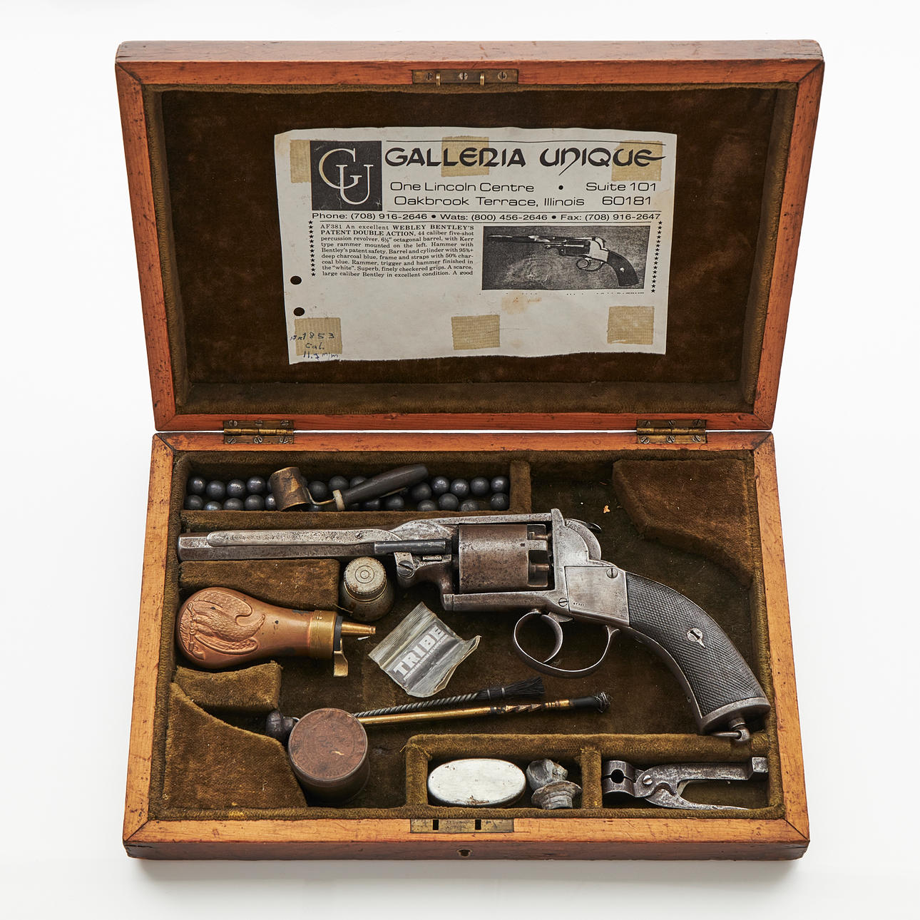 A British, Webley-Bentley type double action revolver, mid 19th century ...