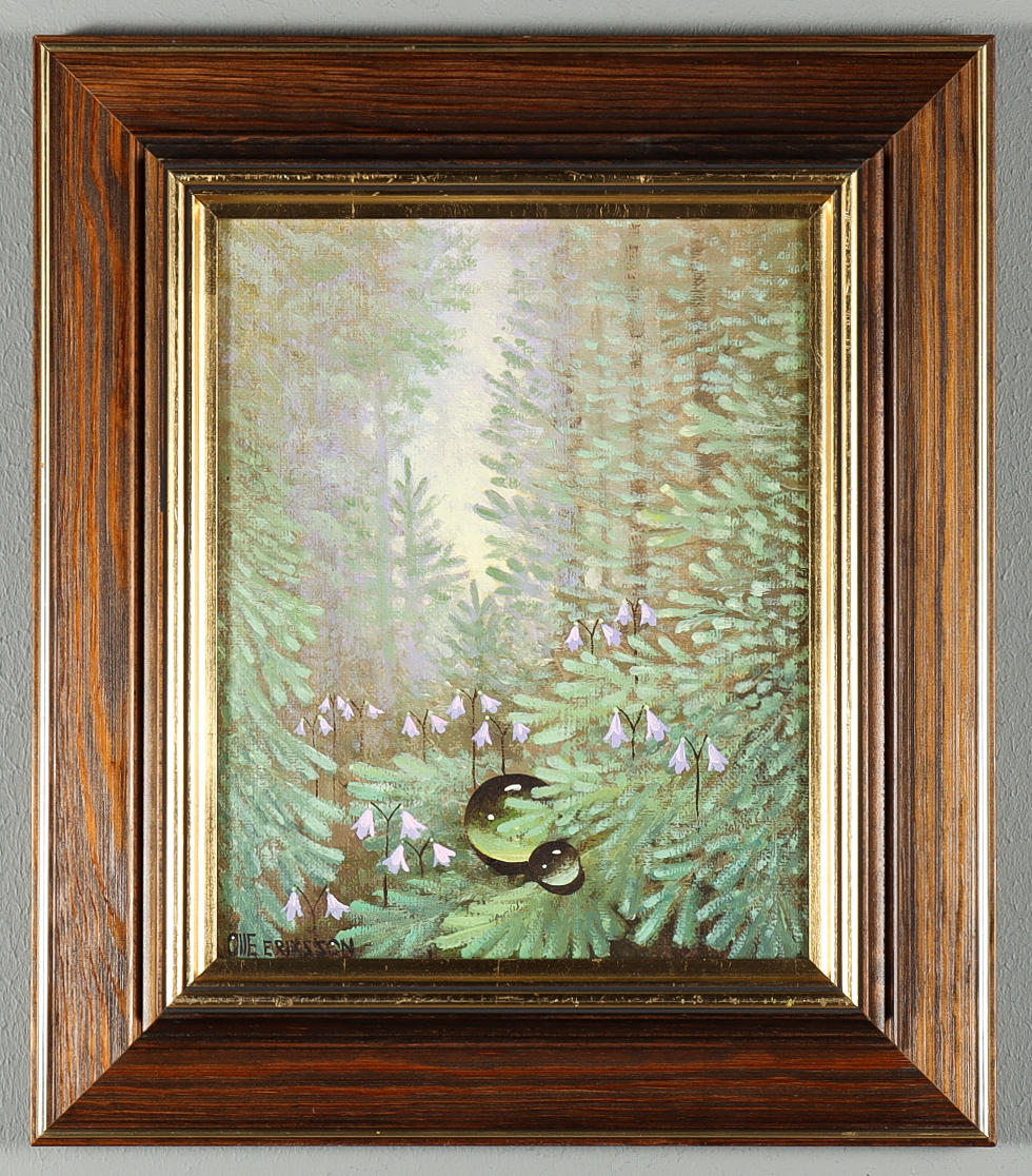 OLLE ERIKSSON olja på duk, "I ungskogen", signerad. Konst - Måleri ...