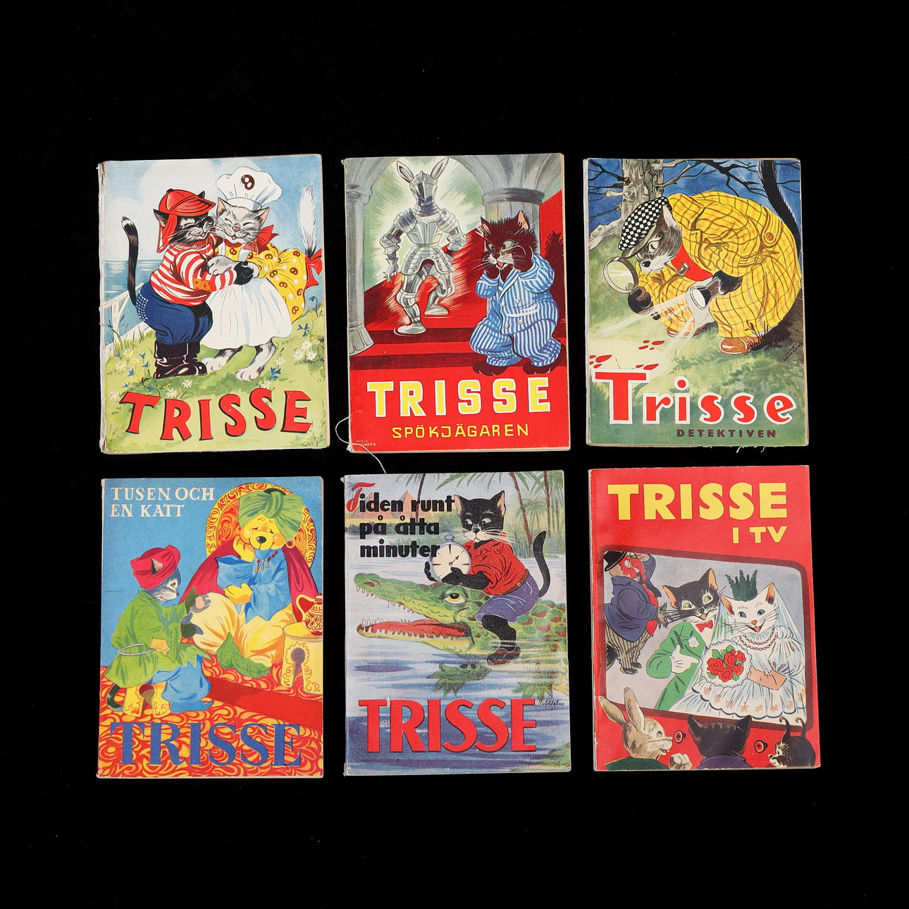 TRISSE, barnböcker, 6 st, Lucie Lundberg, 1950-tal. Böcker, Kartor ...