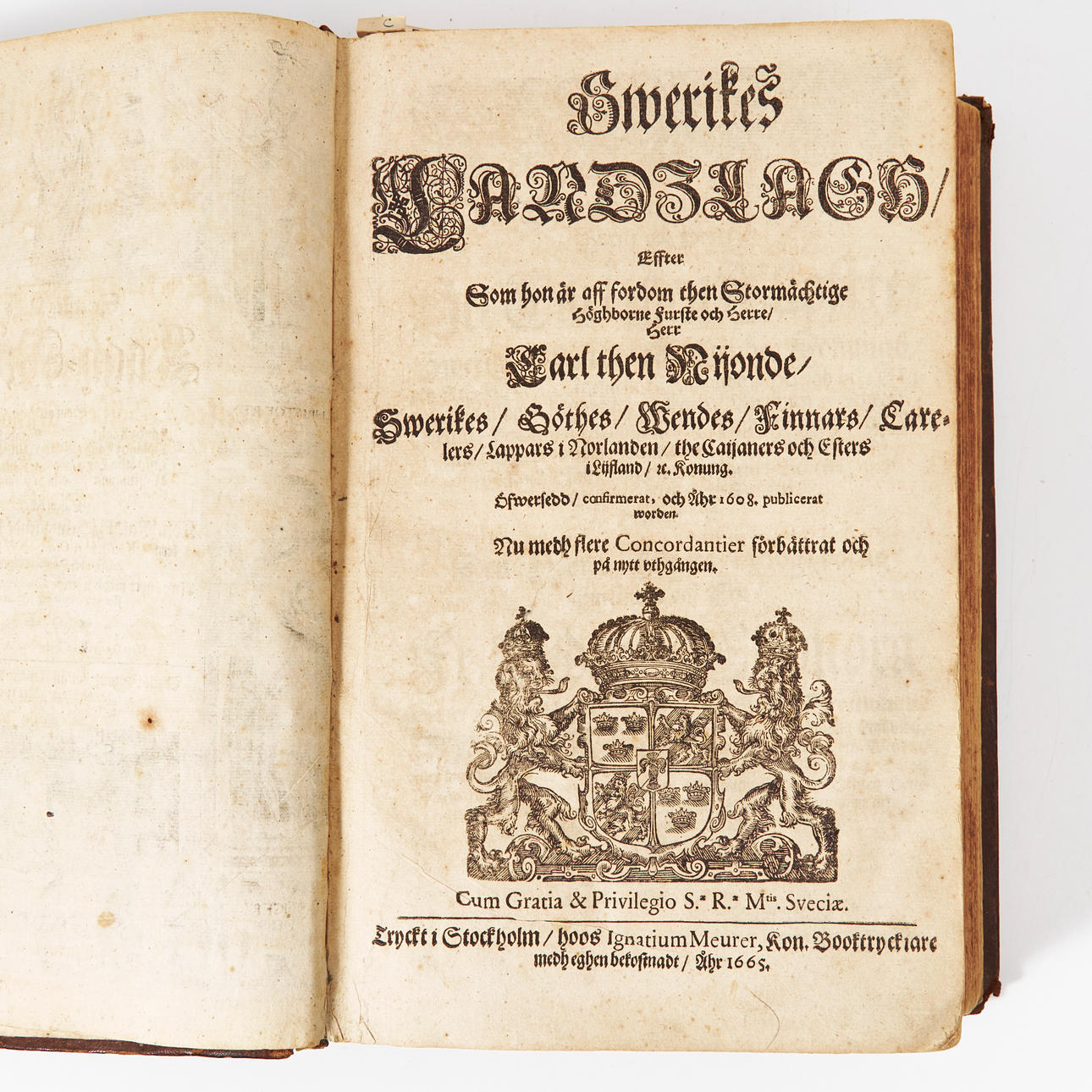 OLD LAWS OF SWEDEN 1665-1666, Swerikes rikes lagh-böker, Stockholm ...