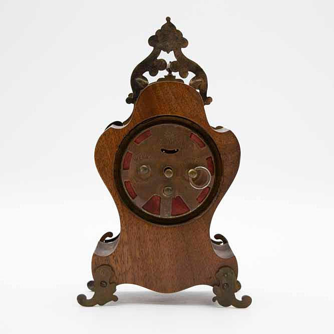 LENZKIRCH TABLE CLOCK, NEO-COCO, WALNUT, PARTIALLY GILDED BRASS ...