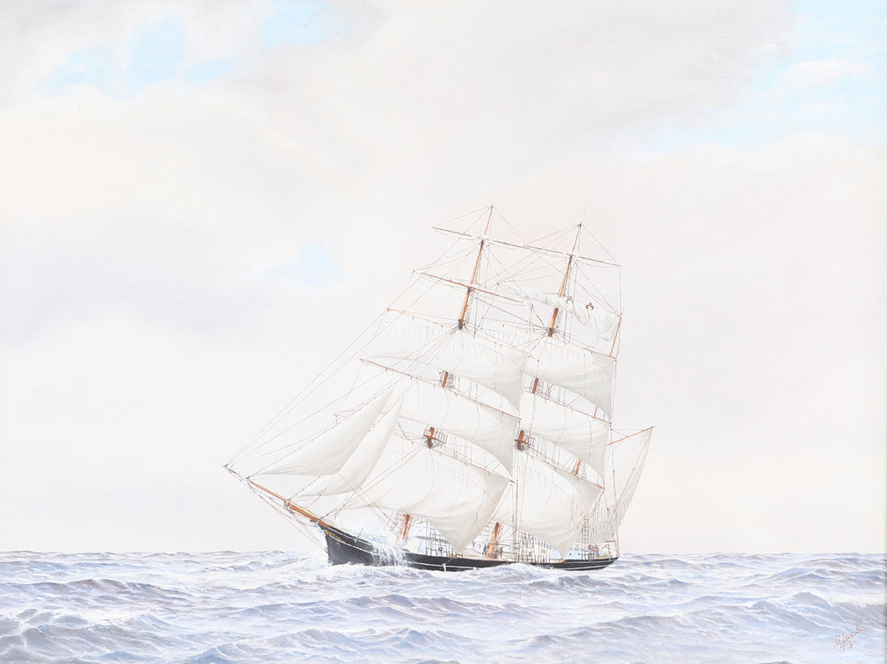 DAVID LOCK. Barkskeppet Pallas, olja på duk, signerad D Lock. Konst ...