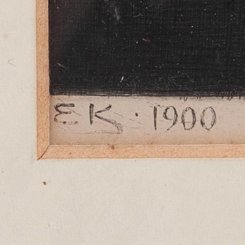 Grafiskt blad, Nyhamn, signerad EK 1900. Konst - Grafik - Auctionet