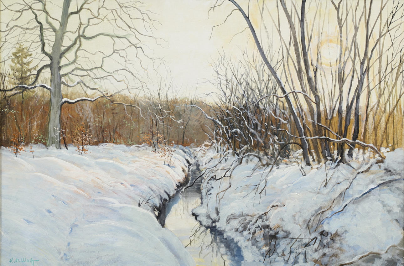KARL WOLFF. Vinterlandskap. Olja på duk, signerad. Konst - Måleri - Auctionet