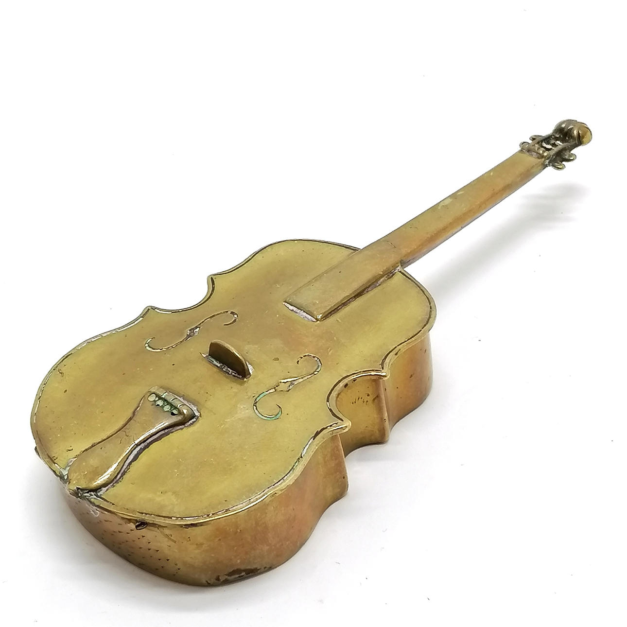 NOVELTY MUSICAL INSTRUMENT BRASS POSTAGE STAMPS BOX IN THE FORM OF A ...