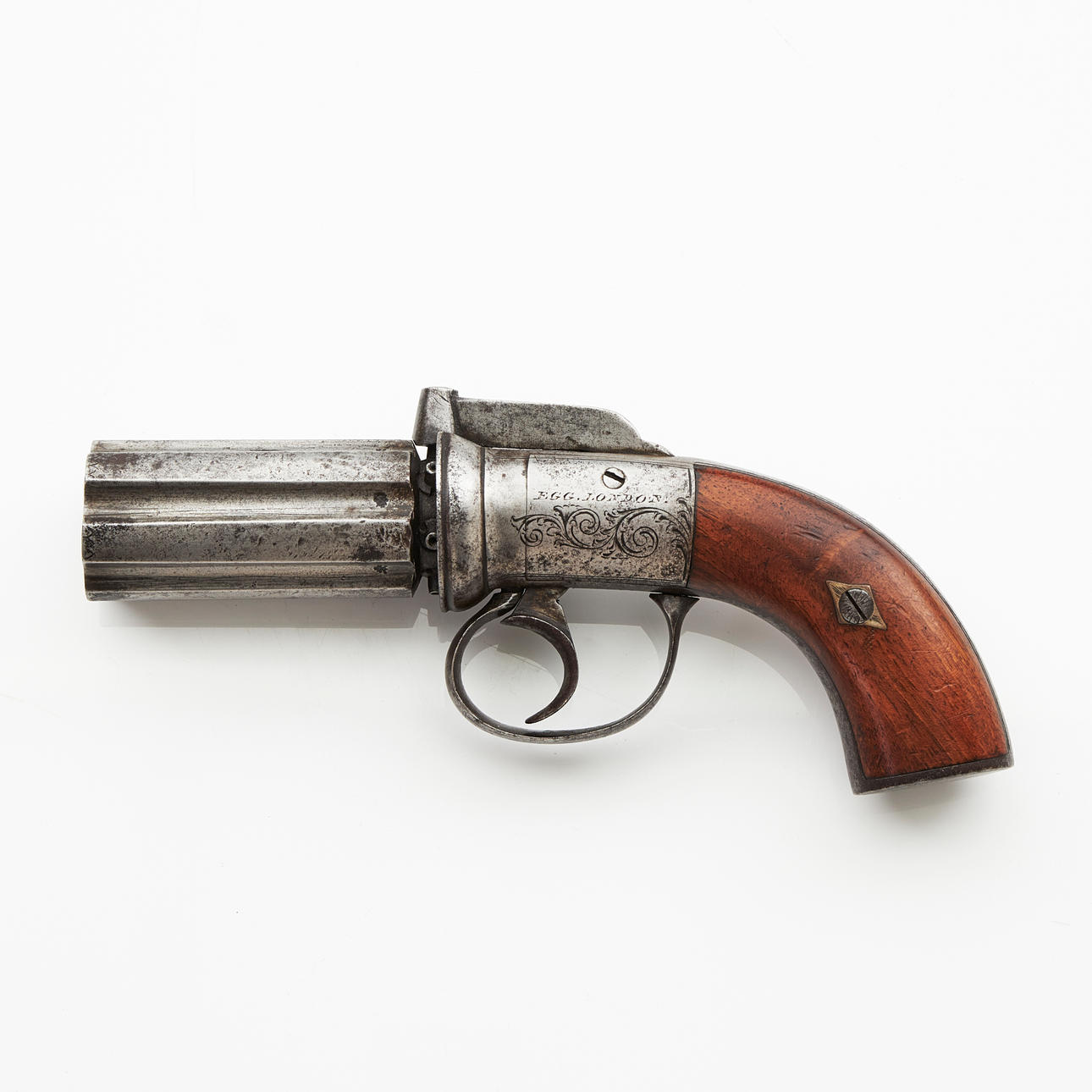 SLAG LOCK REVOLVER, British, pepperbox, double action, signed Egg ...