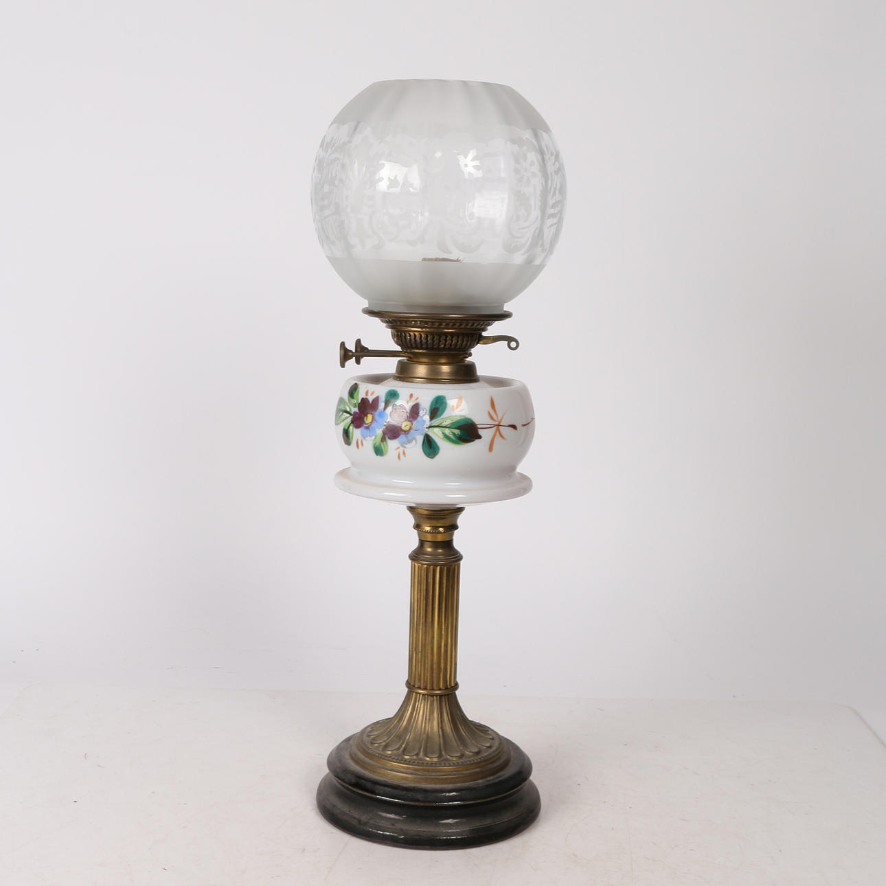A CONTINENTAL GLASS GAS LAMP, 19TH CENTURY. Lighting & Lamps - Table ...