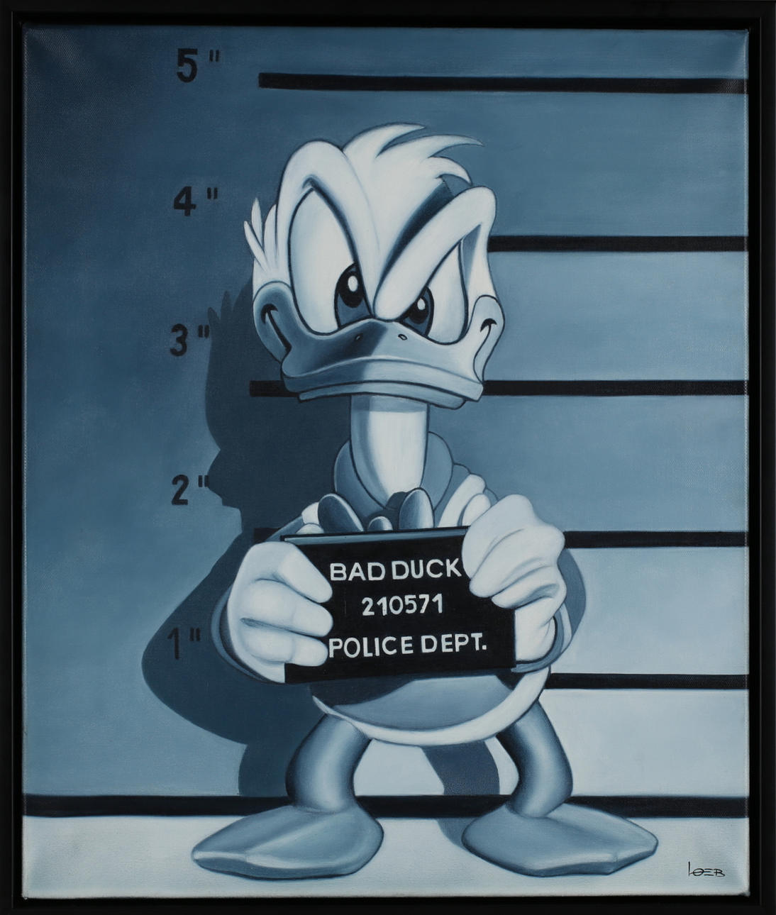 MICHAEL LOEB. 'Bad Duck Mugshot II', 2023, olja på duk, signerad. Konst ...