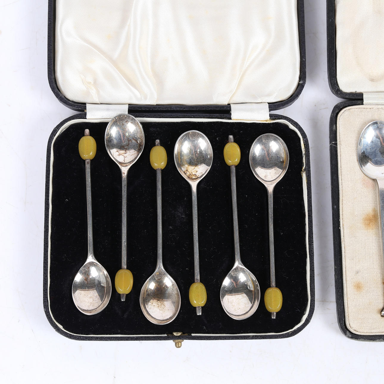 TWO CASED SETS OF SIX SILVER TEASPOONS (2). Silver & Metals - Silver ...