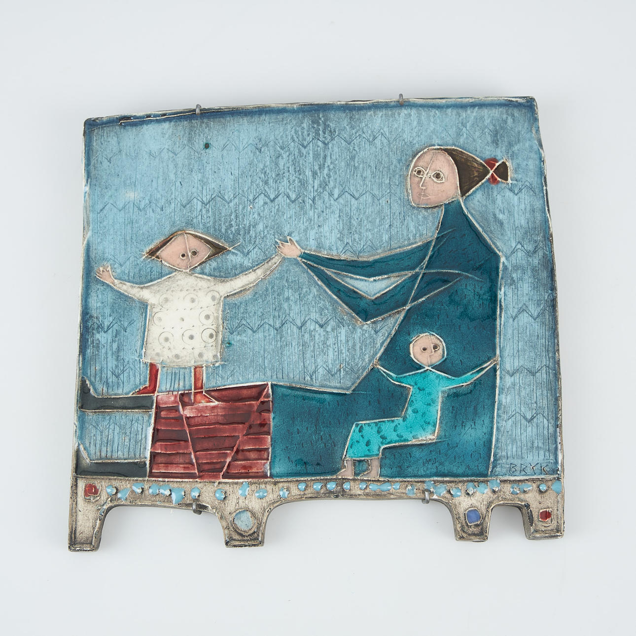 RUT BRYK. CERAMIC RELIEF, Mother and Child. Signed Bryk II. Arabia ...