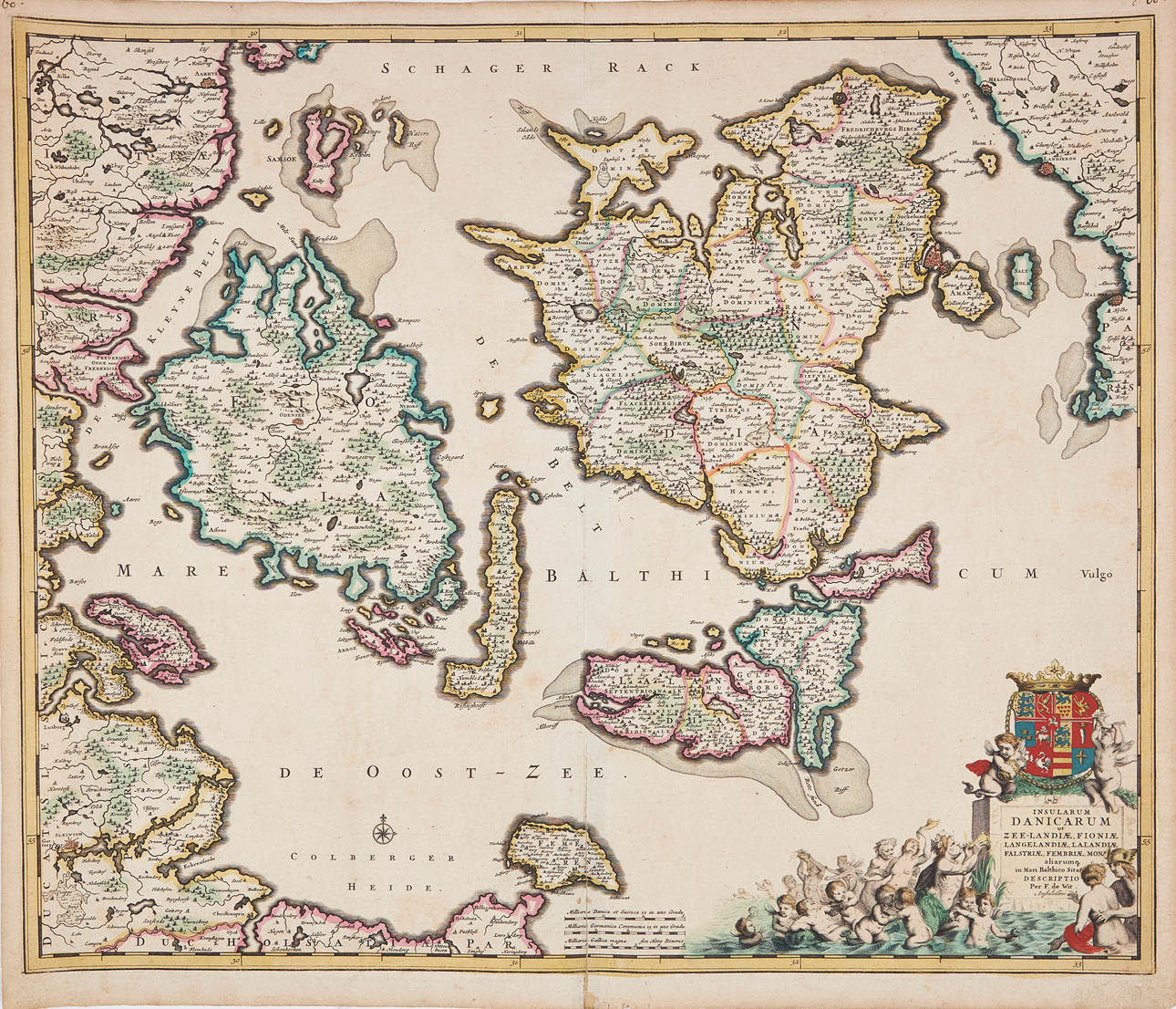 MAP OF DENMARK BY DE WIT, ca 1670. Böcker, Kartor & Handskrifter ...