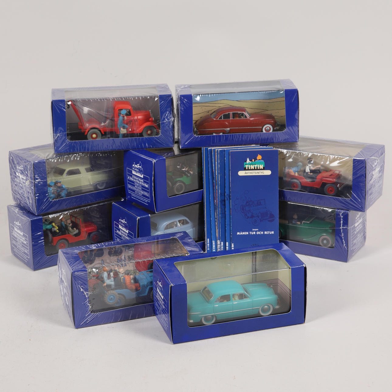 SAMLARBILAR, 10 st, "Tintin", Hergé-Moulinsart, 2000-talet. Leksaker ...