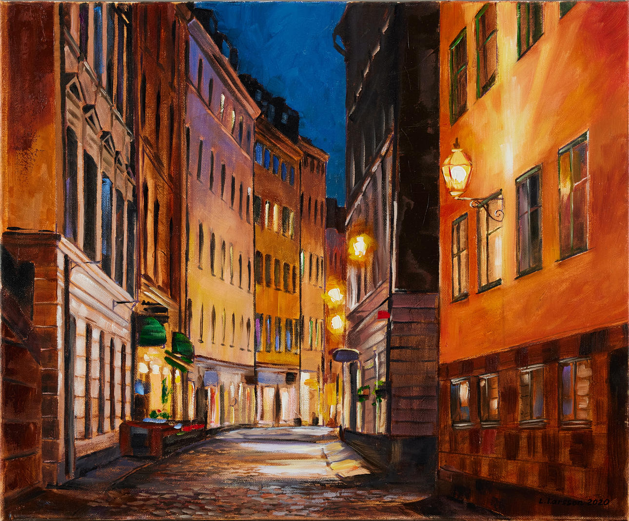 LINNEA LARSSON (FÖDD 1964). Gamla stan, olja på duk, signerad, daterad ...