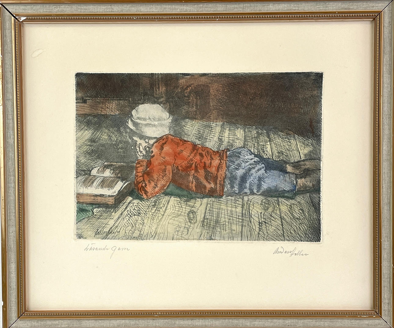 ANDERS (ANDOR) HELLER (Ungern, född 1904), handkolorerad etsning ...