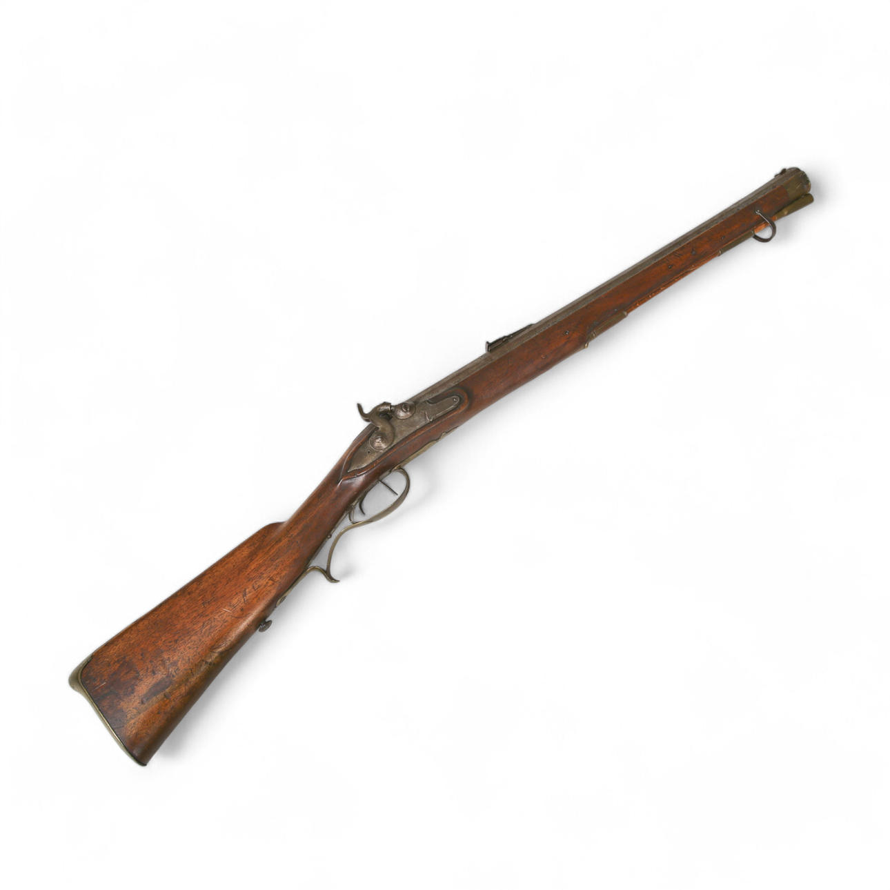 A flail lock carbine, Germany, c. 1810s, octagonal pipe, fluted barrel ...