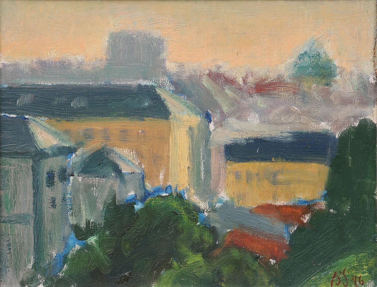 BÖRJE SÅNDBERG (1908-1993). "Från Observatorielunden, Stockholm", olja ...