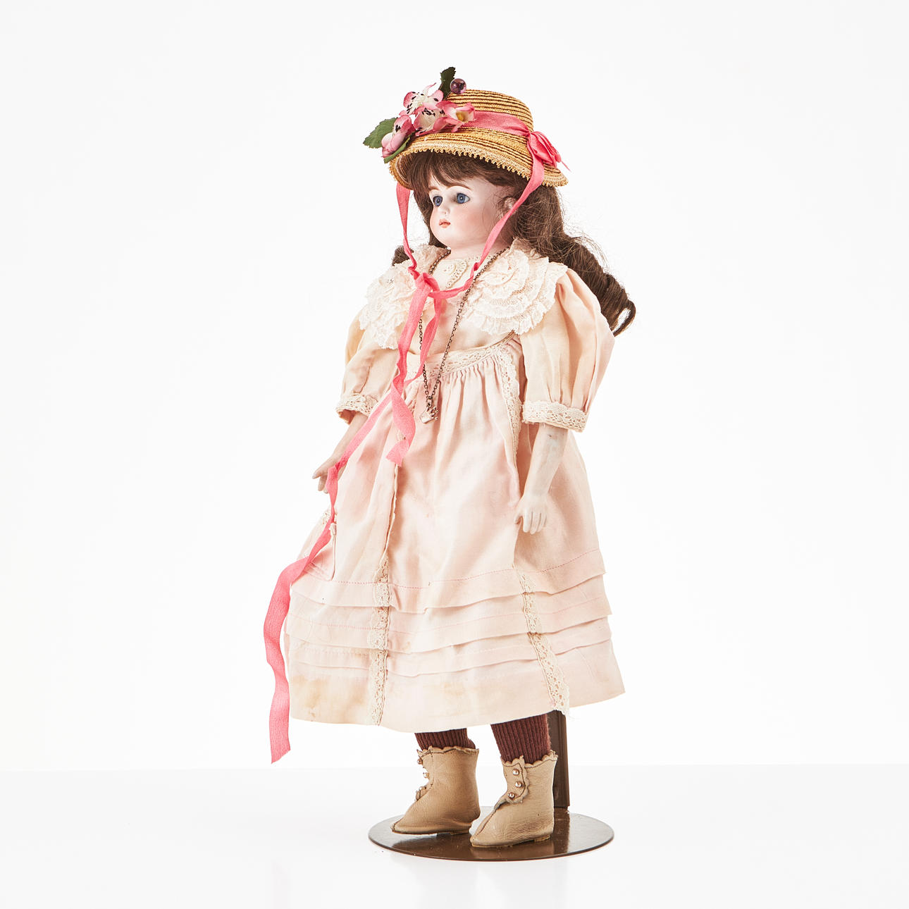 KLING BISKVI GIRL DOLL, circa 1900, head with shield marked “167, bell ...