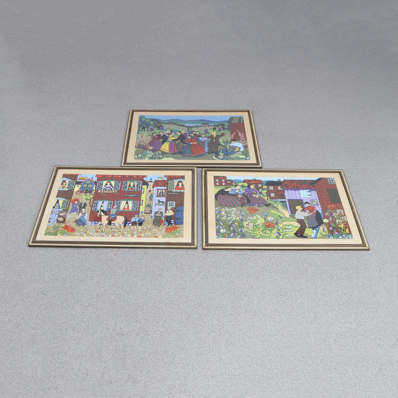STINA SUNESSON (1925-1998). Färglitografier, tre st. 189/350. Signerade ...