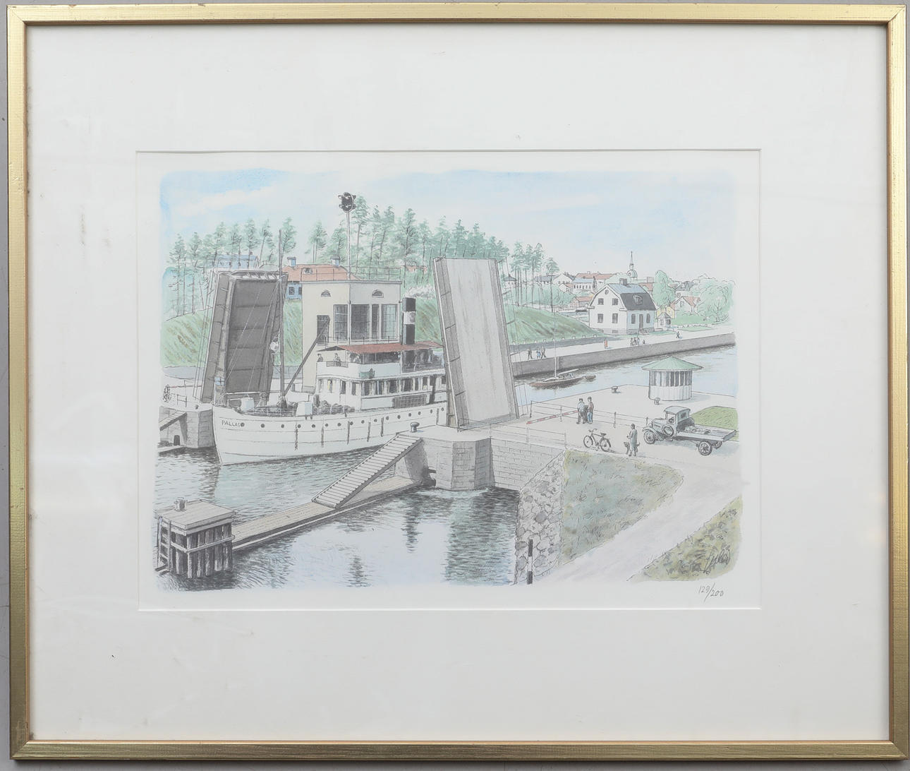 HANS JULÉR. Lithografie, signiert, „Ång Pallas“, nummeriert 129/200 ...