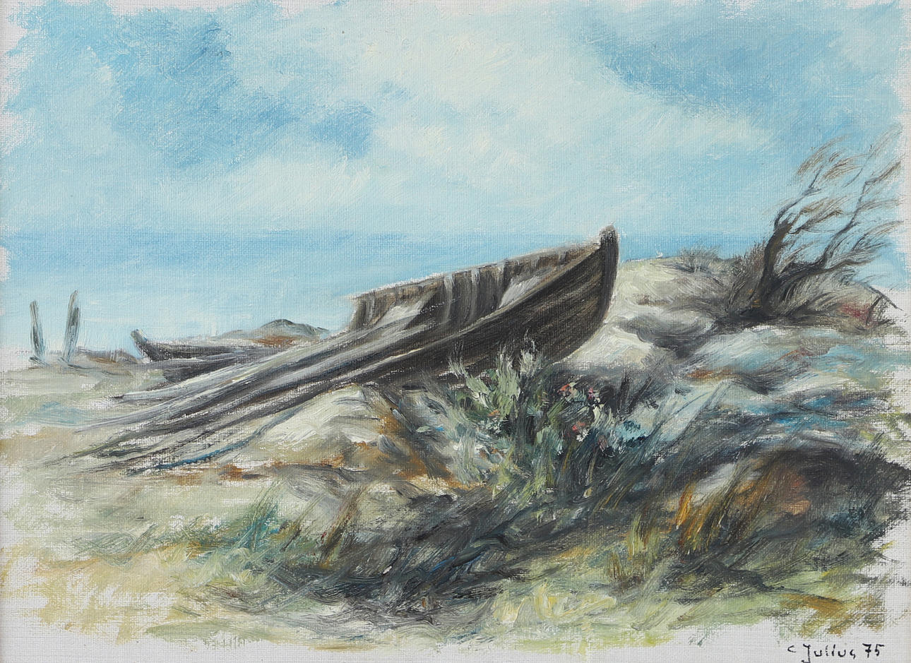 CARL JULIUS. "Båtvraket", olja på duk, signerad C. Julius. Konst ...