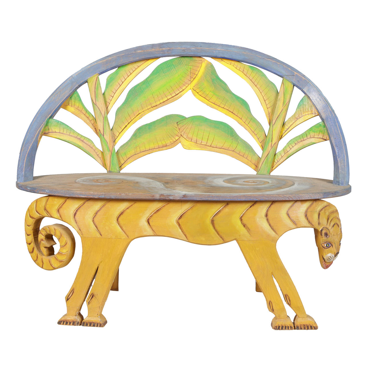 GERARD RIGOT (FRENCH BORN 1929) A PAINTED BEECH TIGER BENCH. Furniture ...