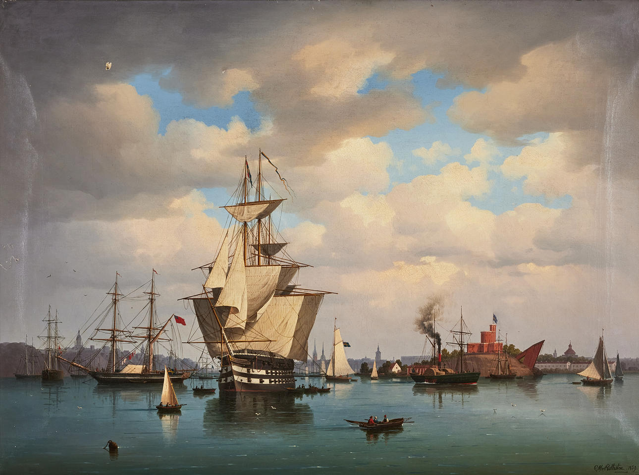 CARL ABRAHAM ROTHSTÉN (1826-1877). Stockholms inlopp 1859 med ...