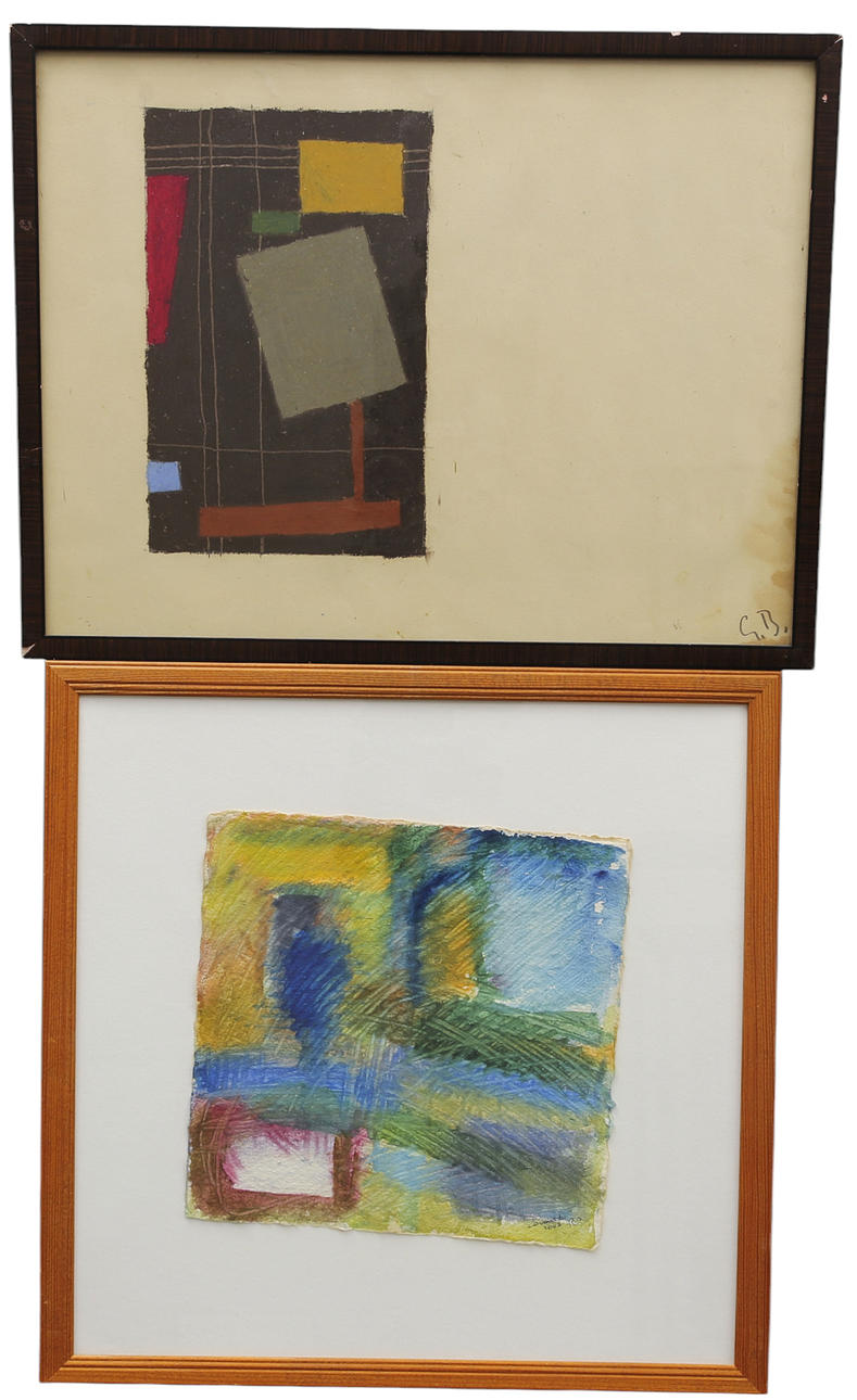 GUNILLA BLOMQVIST (1943-2023). , 2 pcs., pastel, cubist, sign. G.B.1960 ...