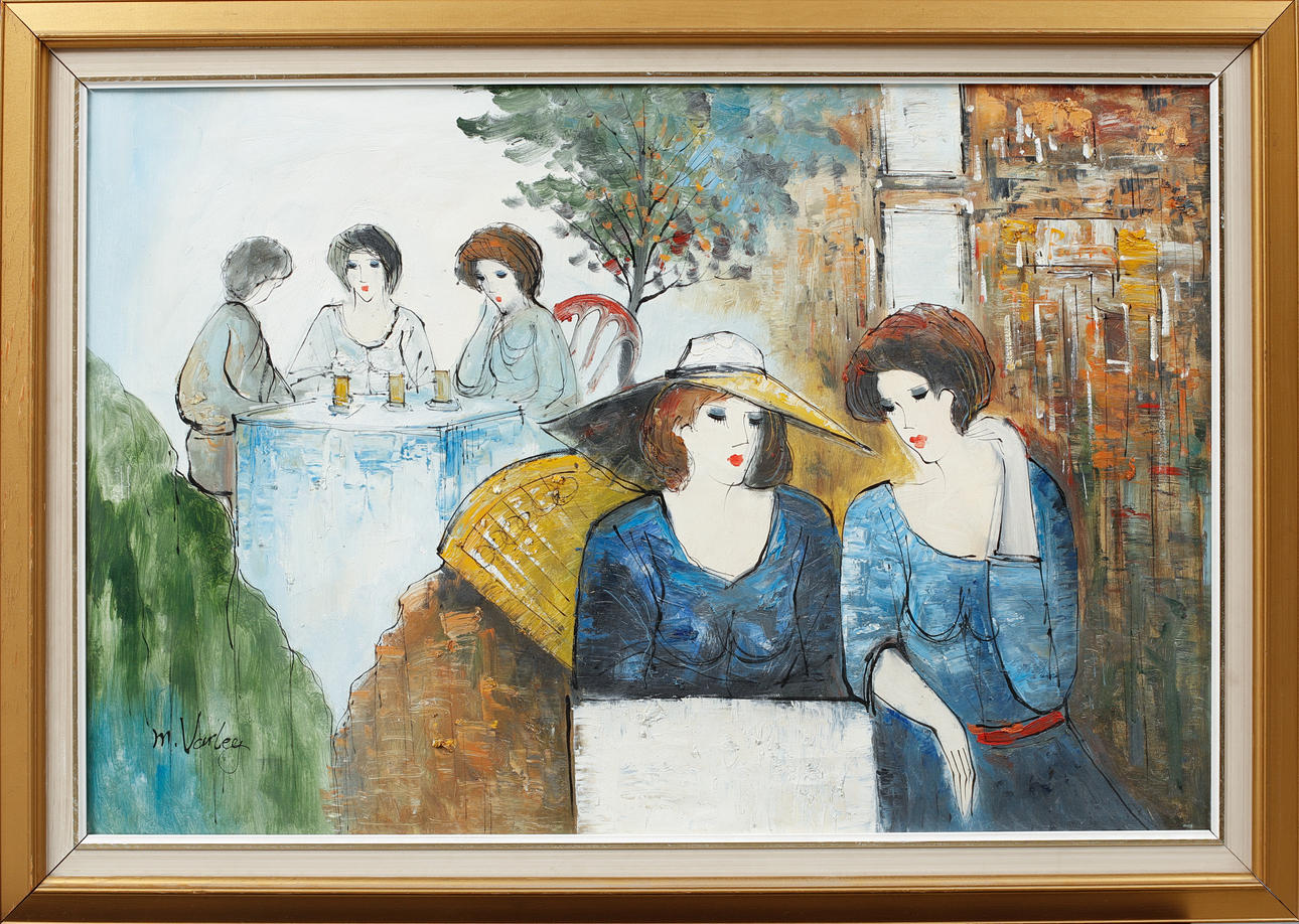 MARY VARLEY. In cafe. Oil on canvas, signed. Art - Paintings - Auctionet