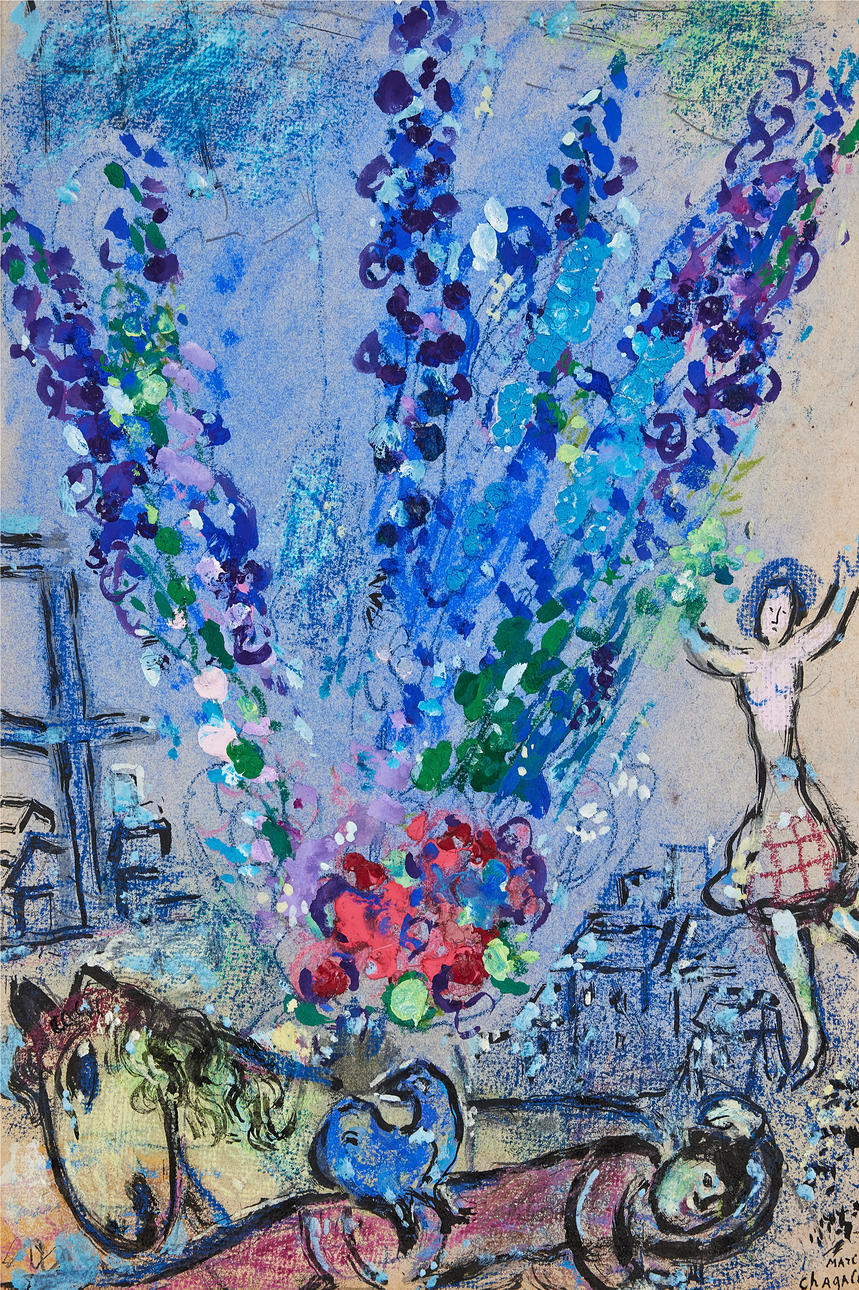 MARC CHAGALL. "Repos aux glaïeuls". Konst - Måleri - Auctionet