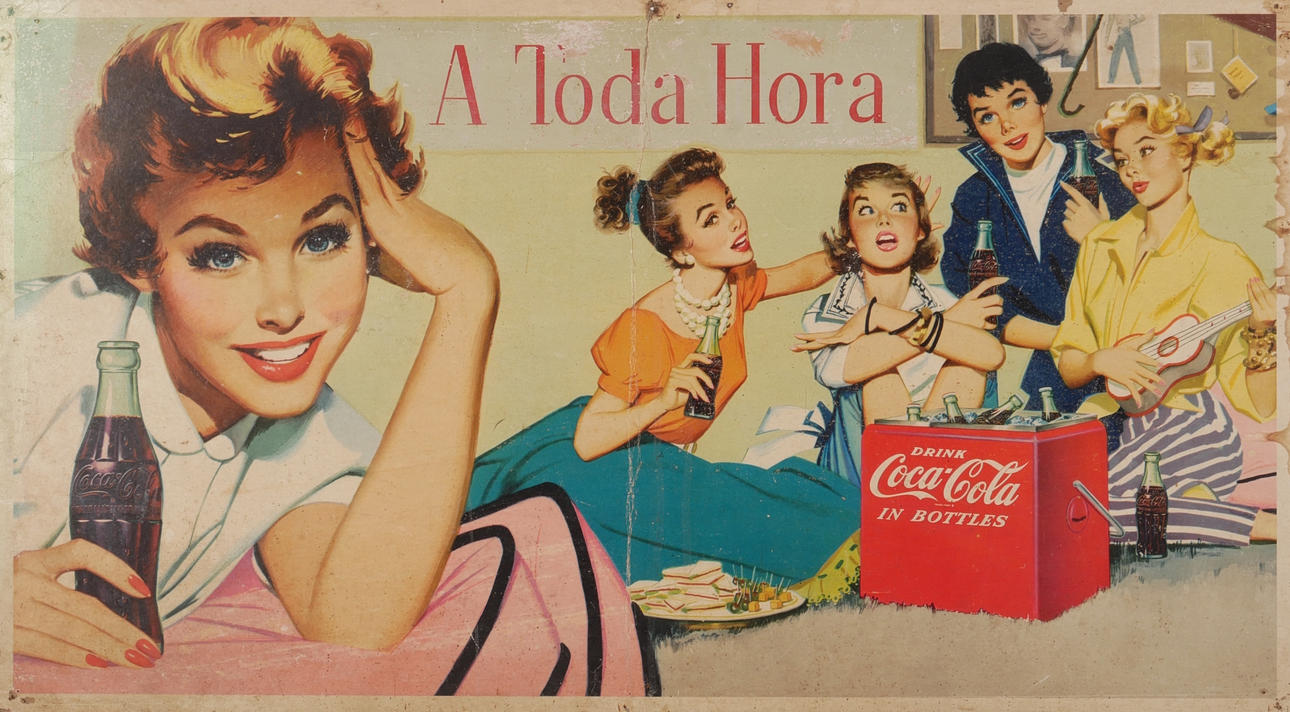 ADVERTISING POSTER, “A TODA HORA DRINK COCA-COLA IN BOTTLES”, print ...