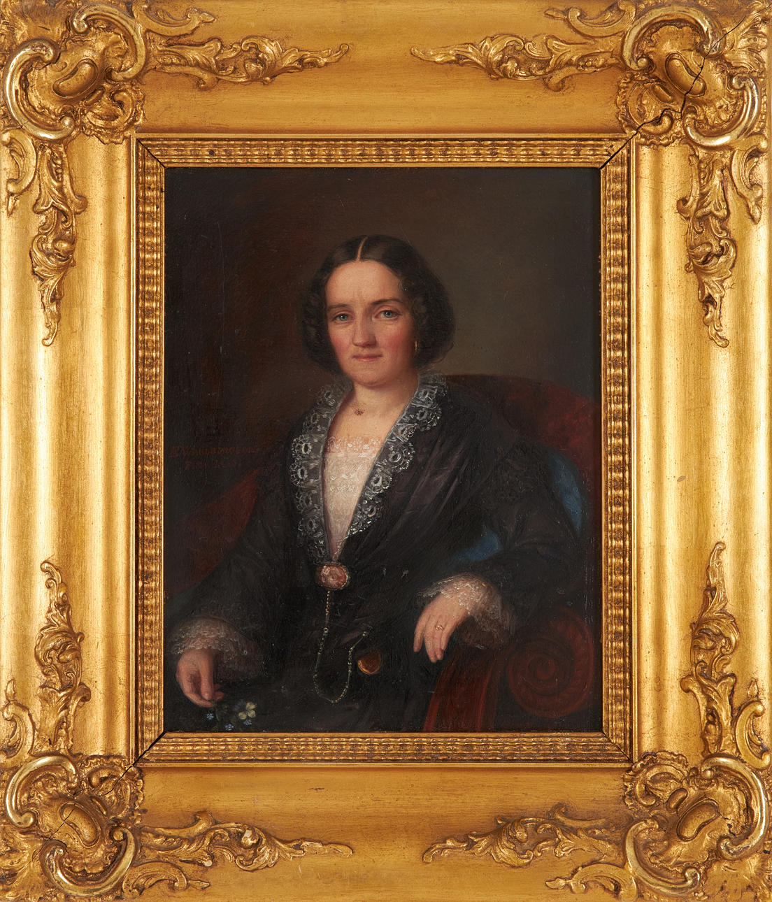 ERIK WAHLBERGSON. portrait of lady, oil on panel, signed and dated 1853 ...