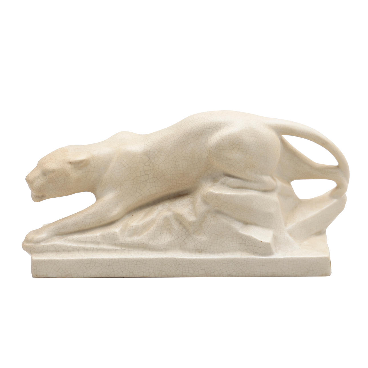 E. SIEGL. Jälkeen. ”Pantteri”, Art Deco -veistos halkeilevasta ...