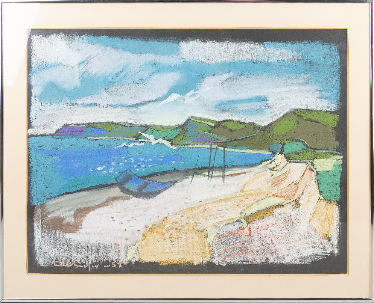 GÖSTA CALMEYER. Pastell på papper, signerad och daterad 1957. Konst ...