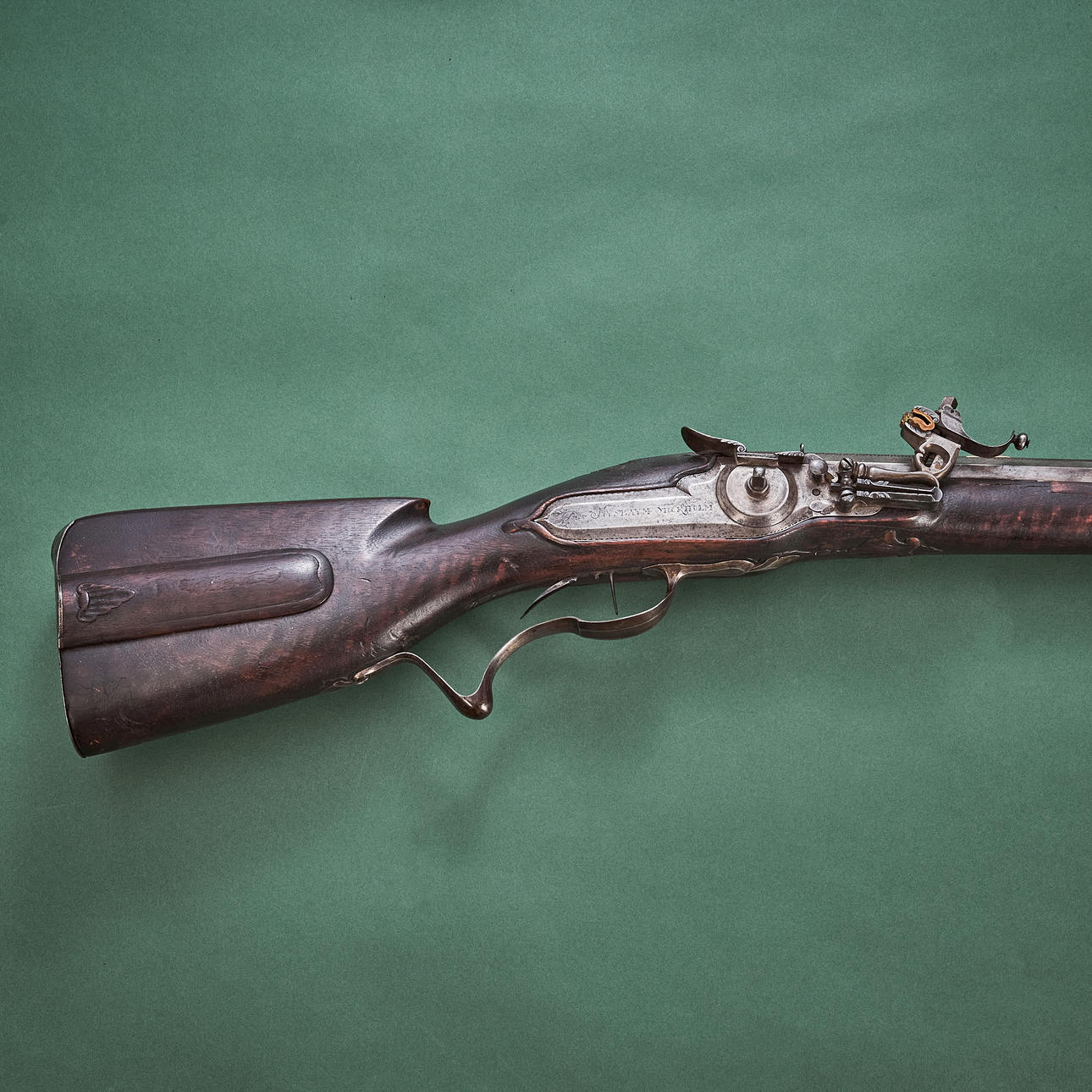 WHEELLOCK RIFLE, såkaldt Müllerrbössa, låseplade signeret Nussbaum ...