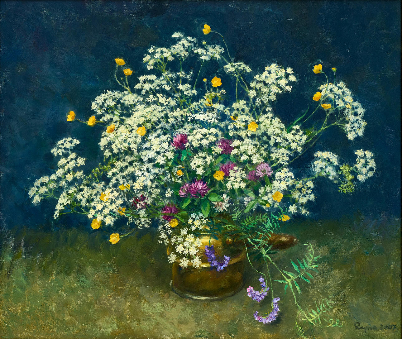 RYNO FRIBERG (1920-2018). "Ängsblommor", signerad och daterad Ryno 2007, olja på duk. Konst ...