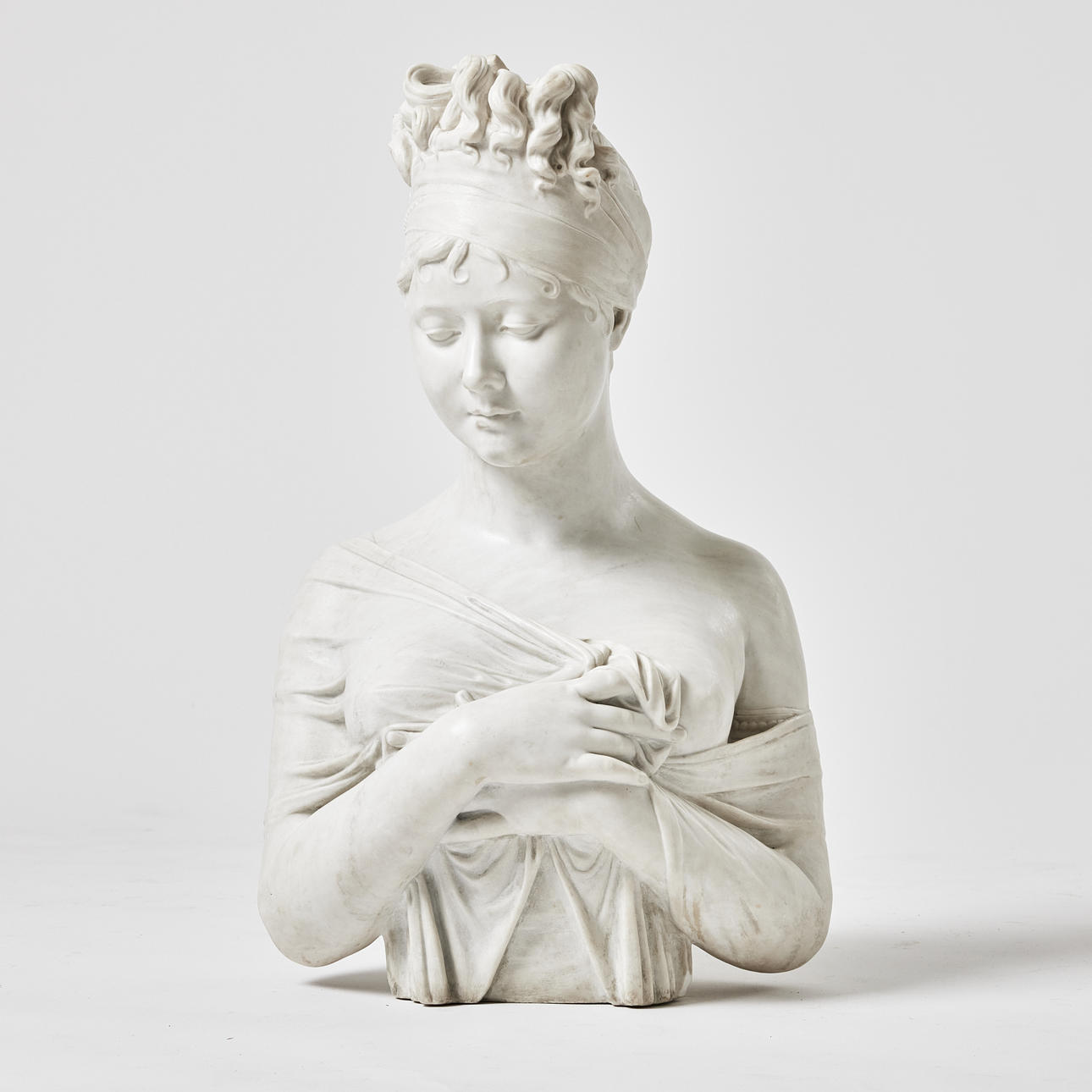 MADAME RECAMIER, 1800-tal, byst efter Joseph Chinard, skulpterad marmor ...