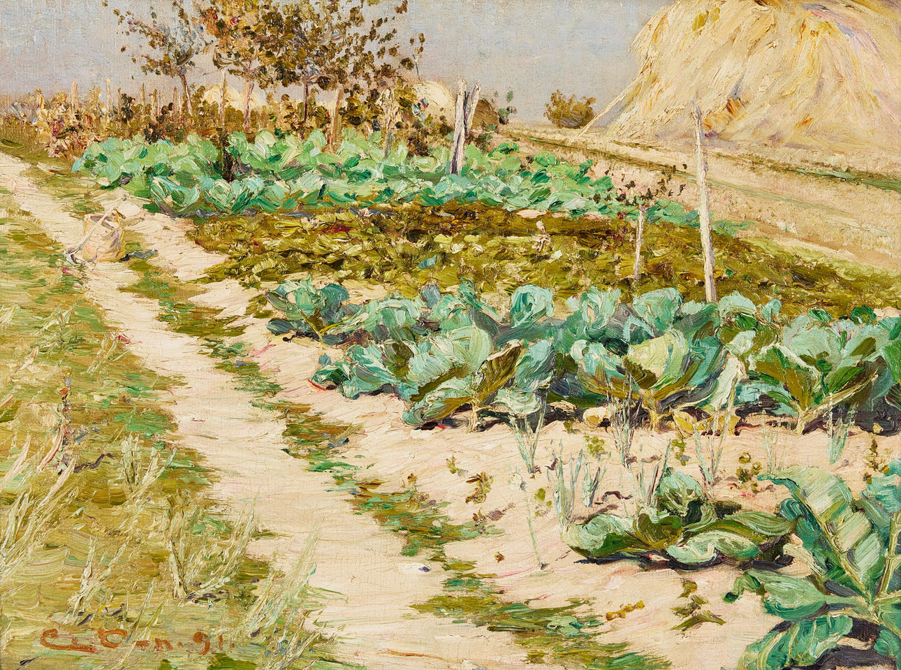 CARL WALDEMAR OLSON (1864-1940). Granja de coles con pajar/"Cabbage-land». Arte - Pintura ...