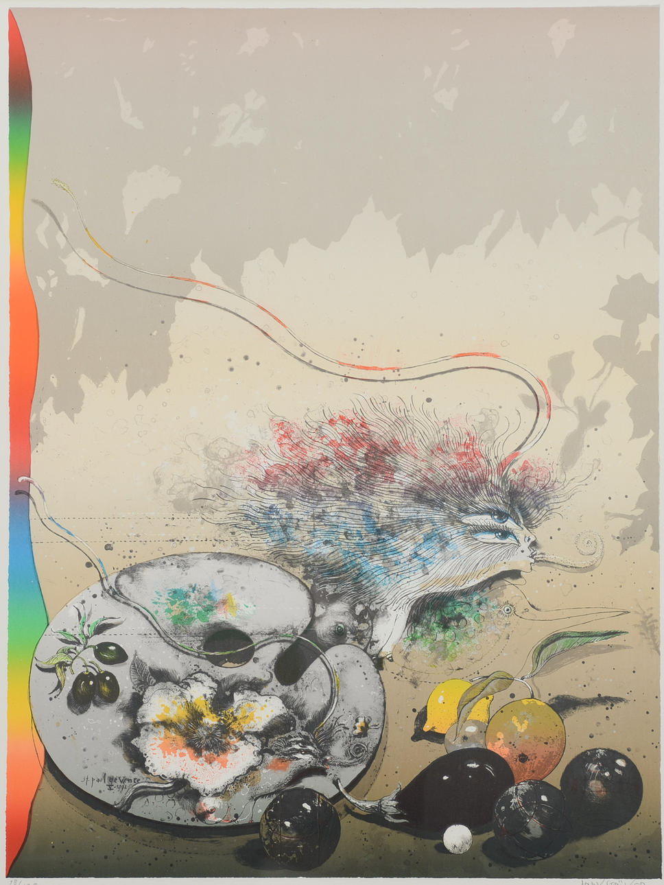 ARDY STRUWER. Komposition med stilleben, färglitografi, signerad ...