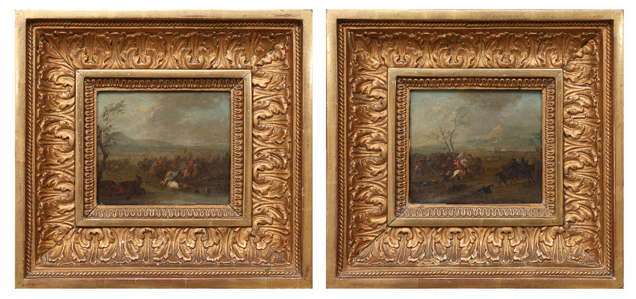 JAN PIETER II VAN BREDAEL 1683-1735. Attributed to. OIL ON COPPER, TWO ...